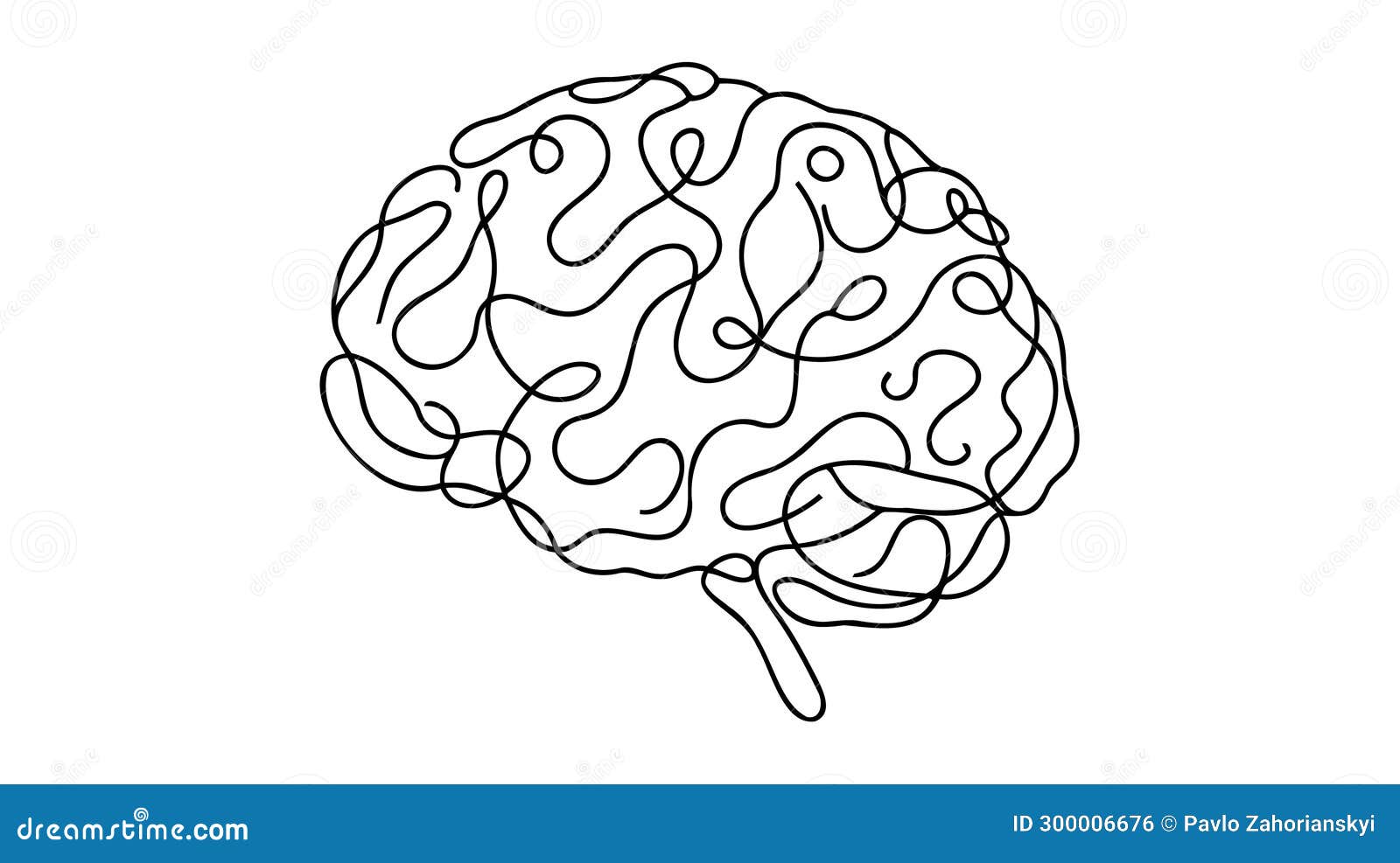 One Line Brain Design Silhouette. Logo Design Stock Vector ...
