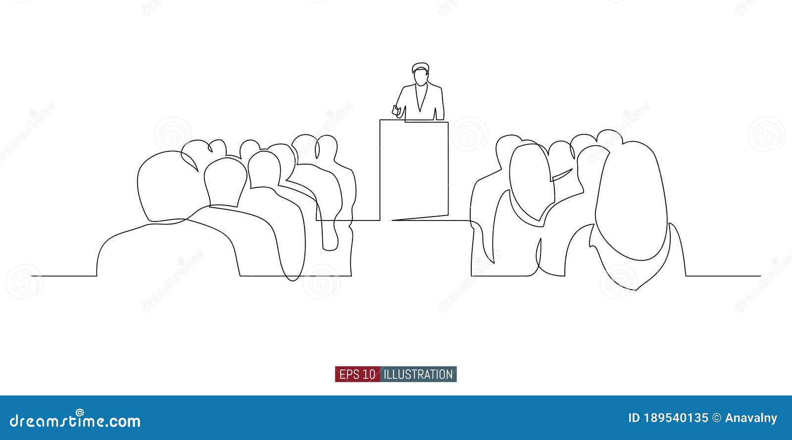 Continuous Line Drawing of Business Brief, Conference, Presentation or ...