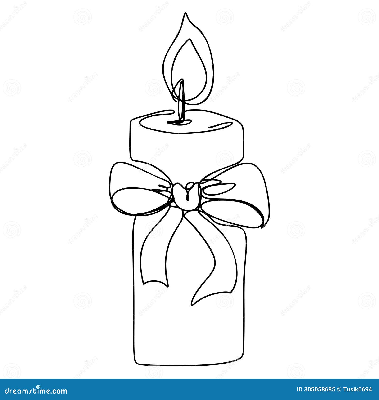 One Line Candle with Bow Continuous Line Drawing Stock Vector ...