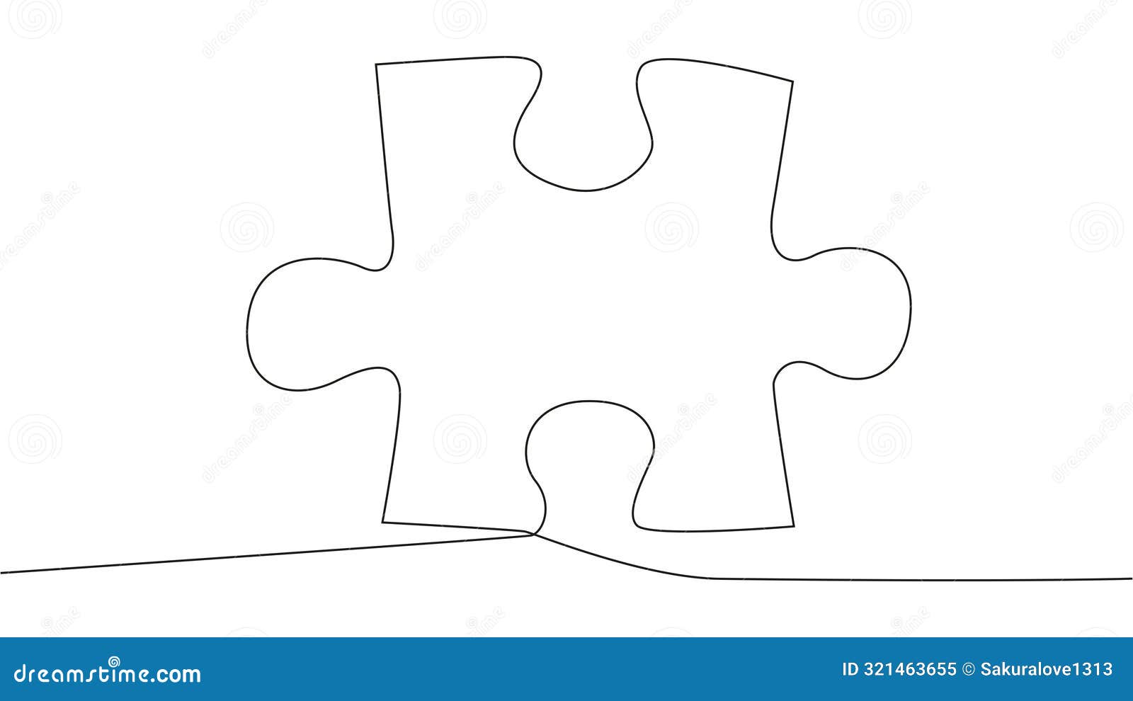 One Line Connecting Puzzle Pieces in One Continuous Line. Puzzle ...