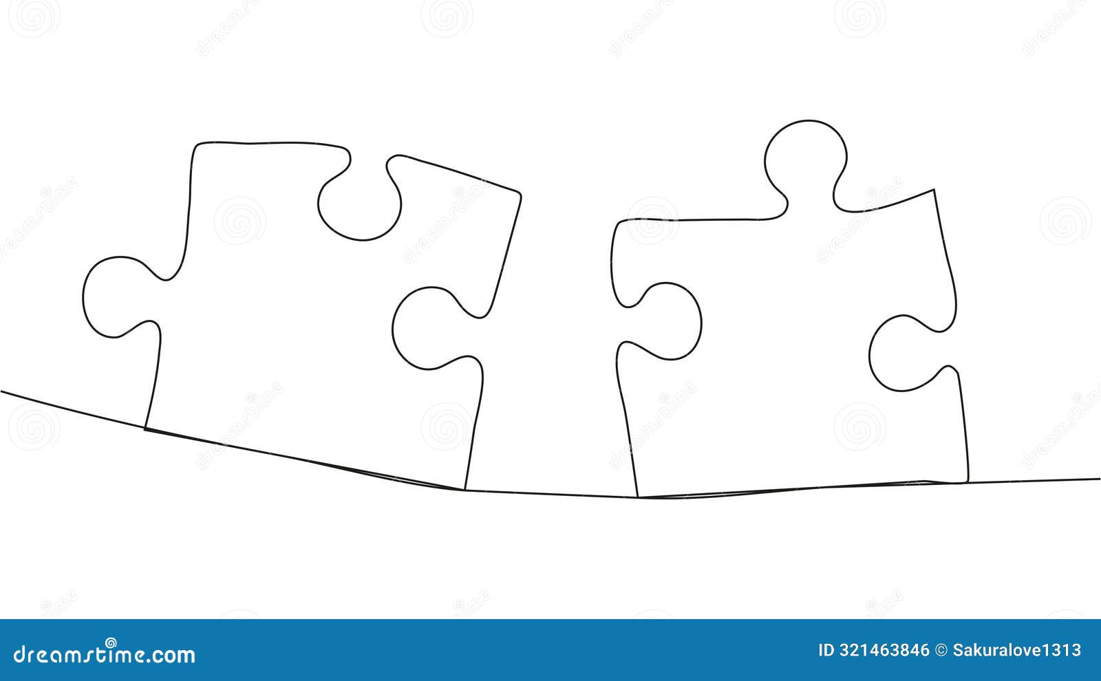 One Line Connecting Puzzle Pieces in One Continuous Line. Puzzle ...