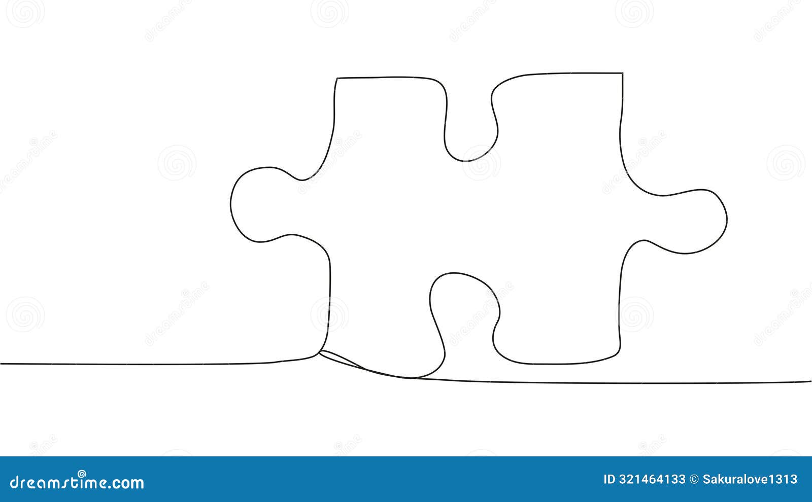 One Line Connecting Puzzle Pieces In One Continuous Line Puzzle Element Stock Image Image Of