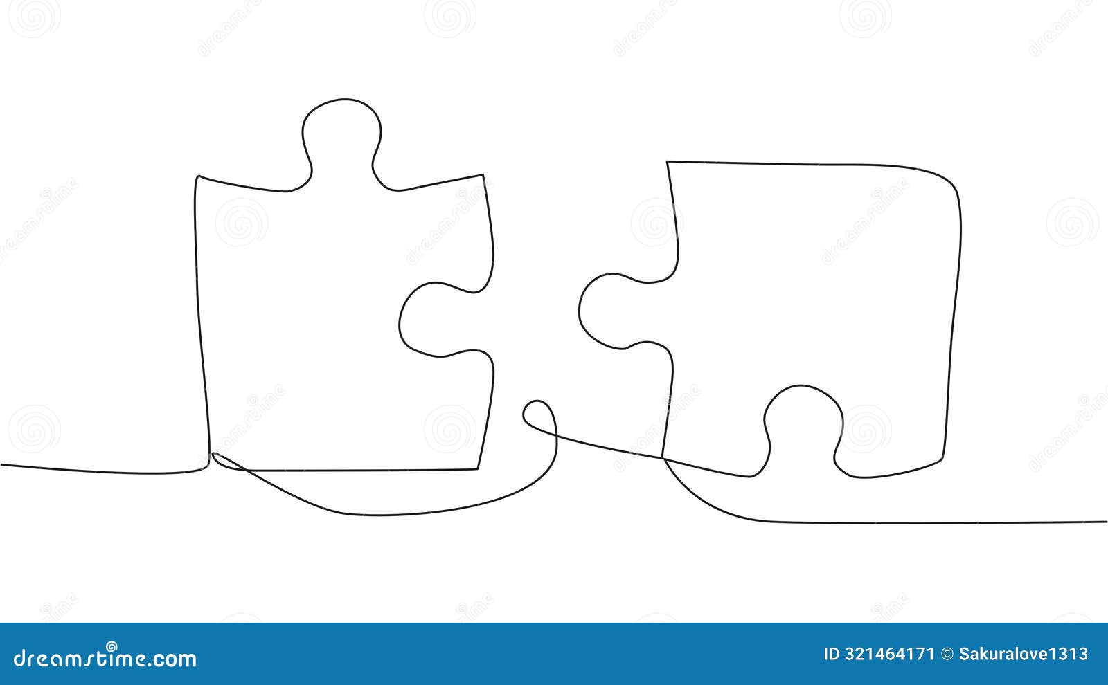 One Line Connecting Puzzle Pieces in One Continuous Line. Puzzle ...