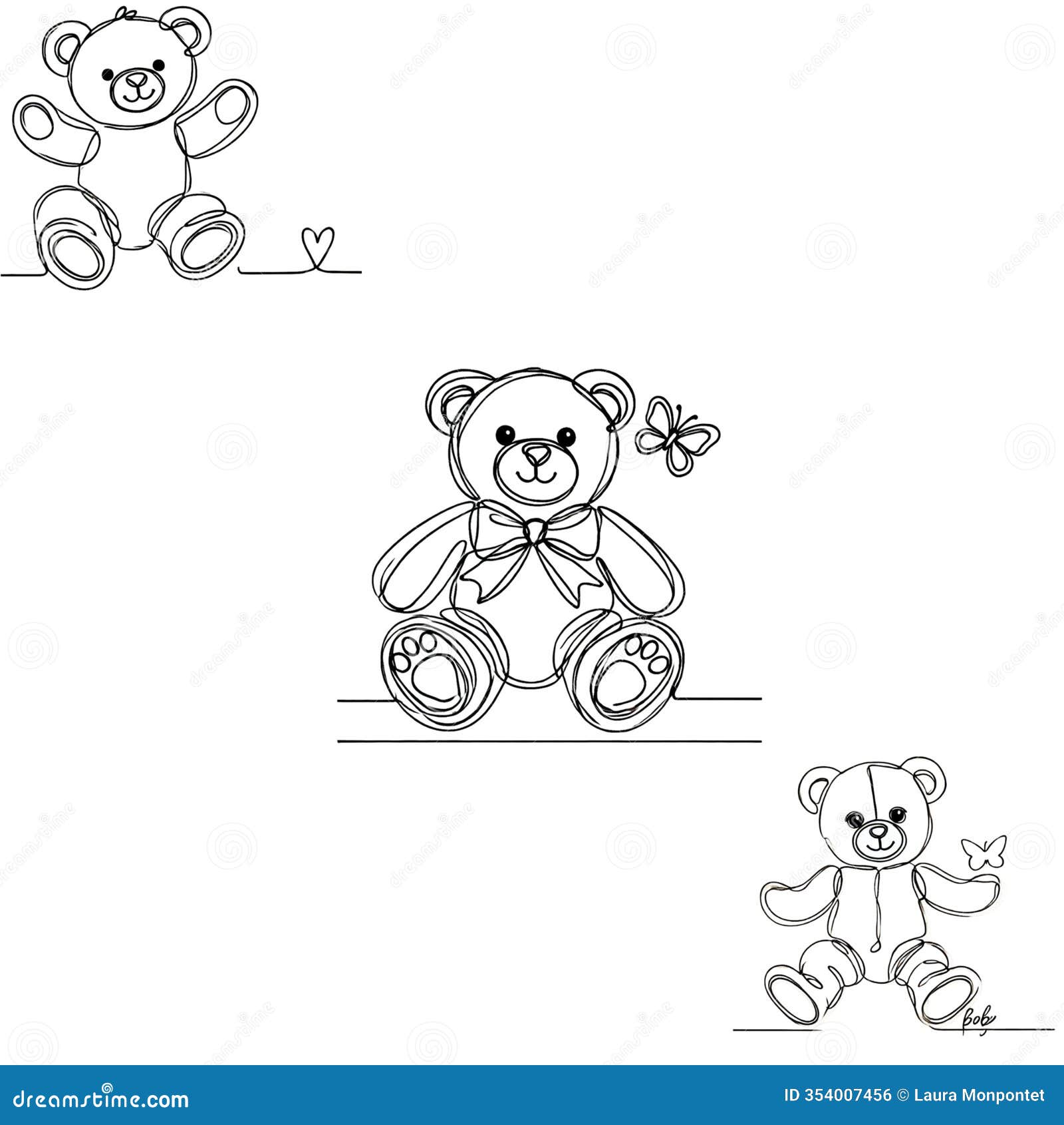 One line teddy bear stock illustration. Illustration of continous ...