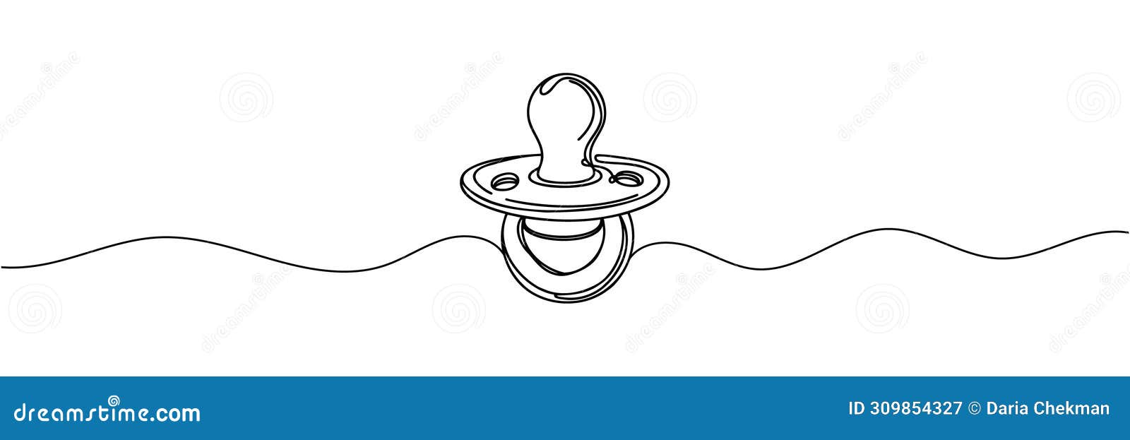 One Line Continuous of Baby Pacifier. Minimalist Style Vector ...
