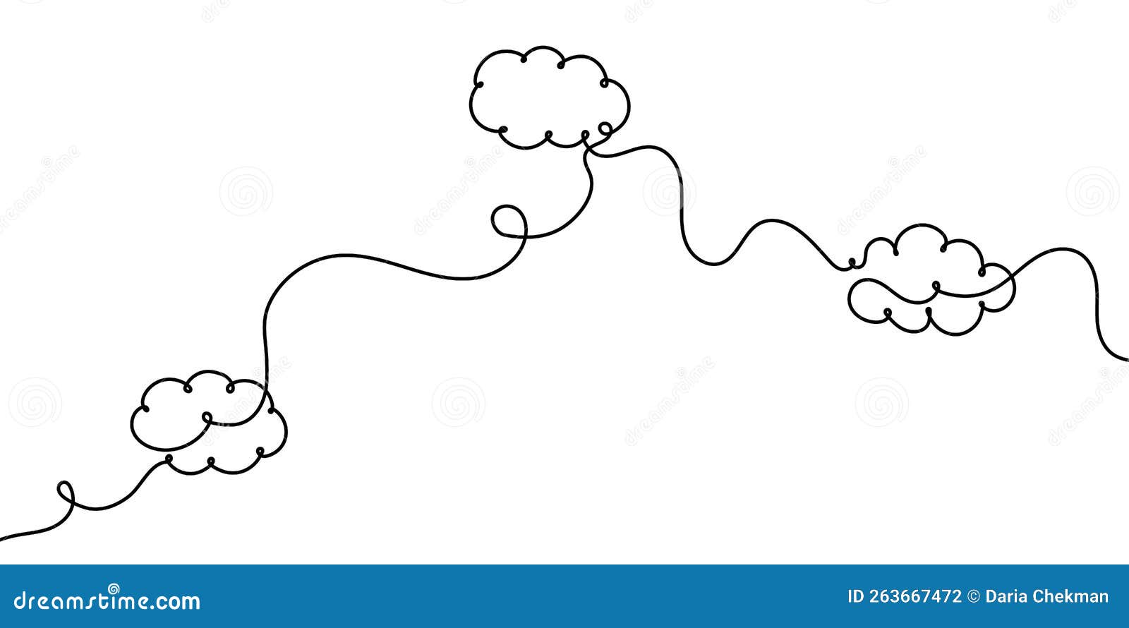 One Line Continuous Clouds. Vector Illustration. Stock Vector ...