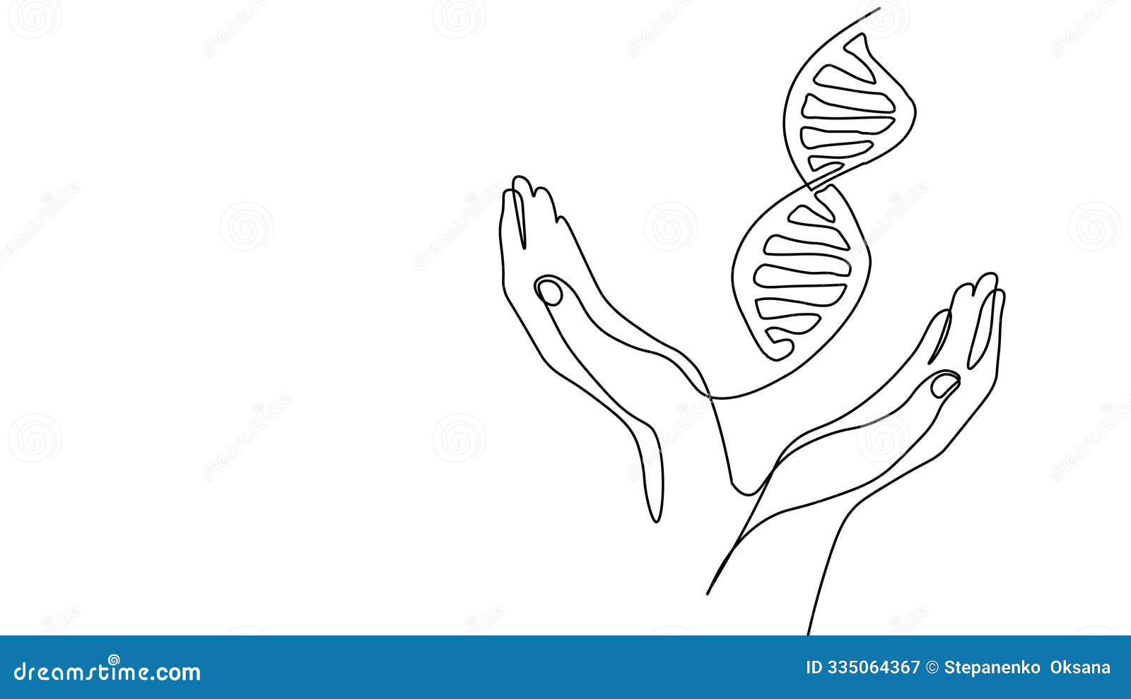 One Line DNA Helix Tree Poster Drawing With Frame Vector Illustration ...