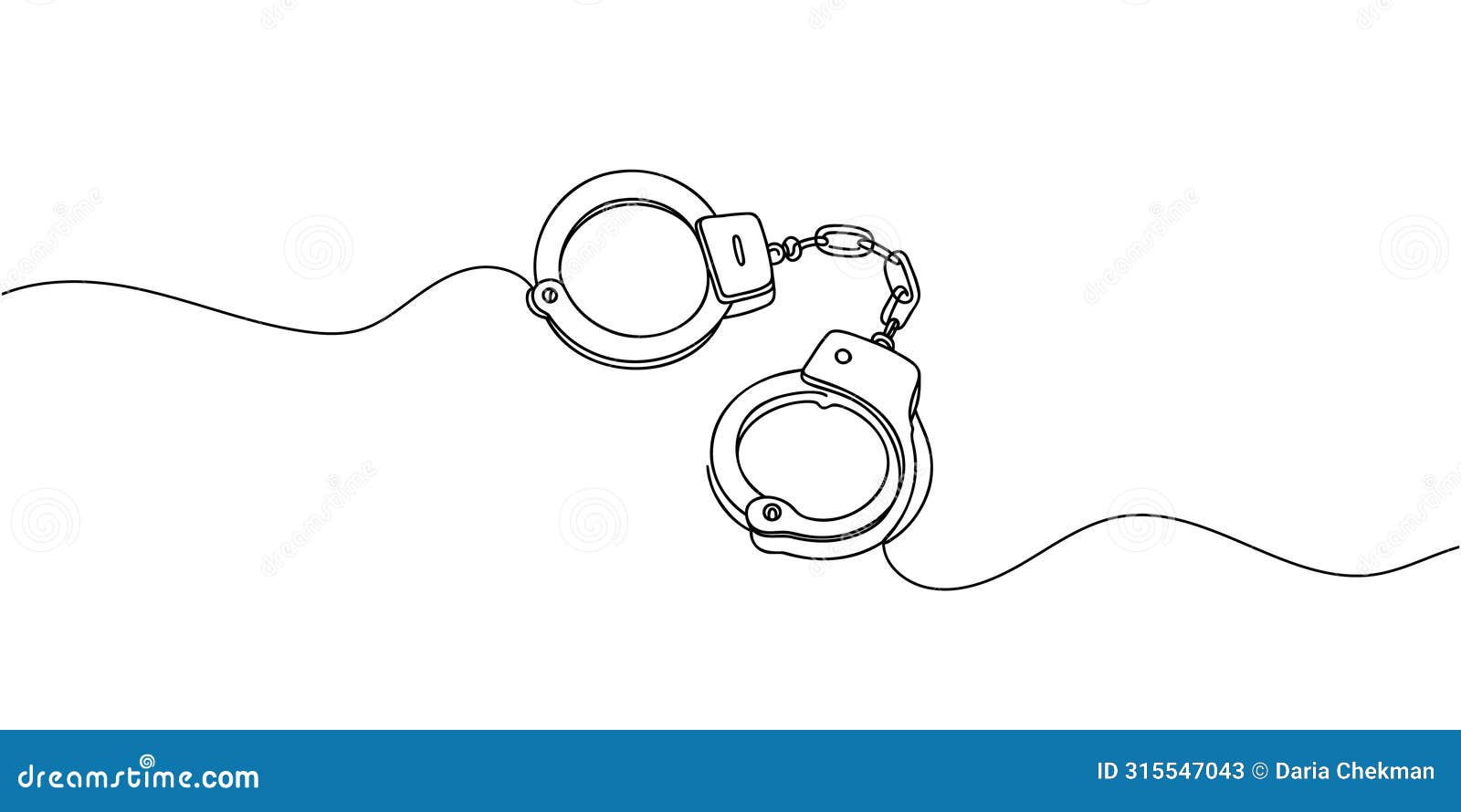 Handcuffs In One Continuous Line Drawing. Symbol Of Police Justice And ...