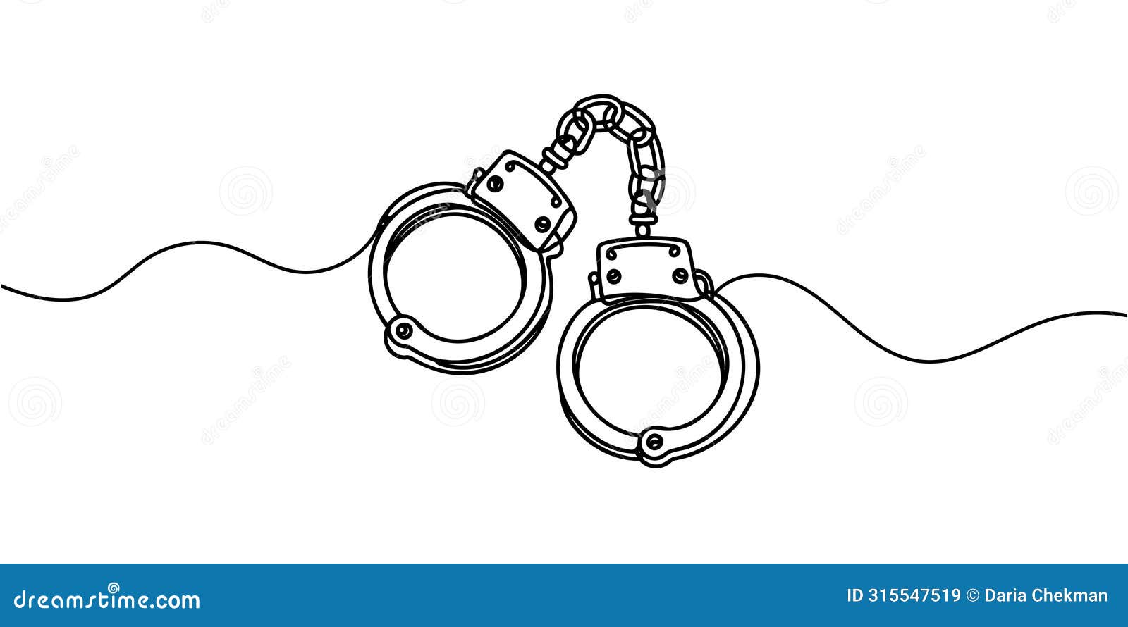 One Line Continuous Drawing Design of Handcuffs Isolated on White ...