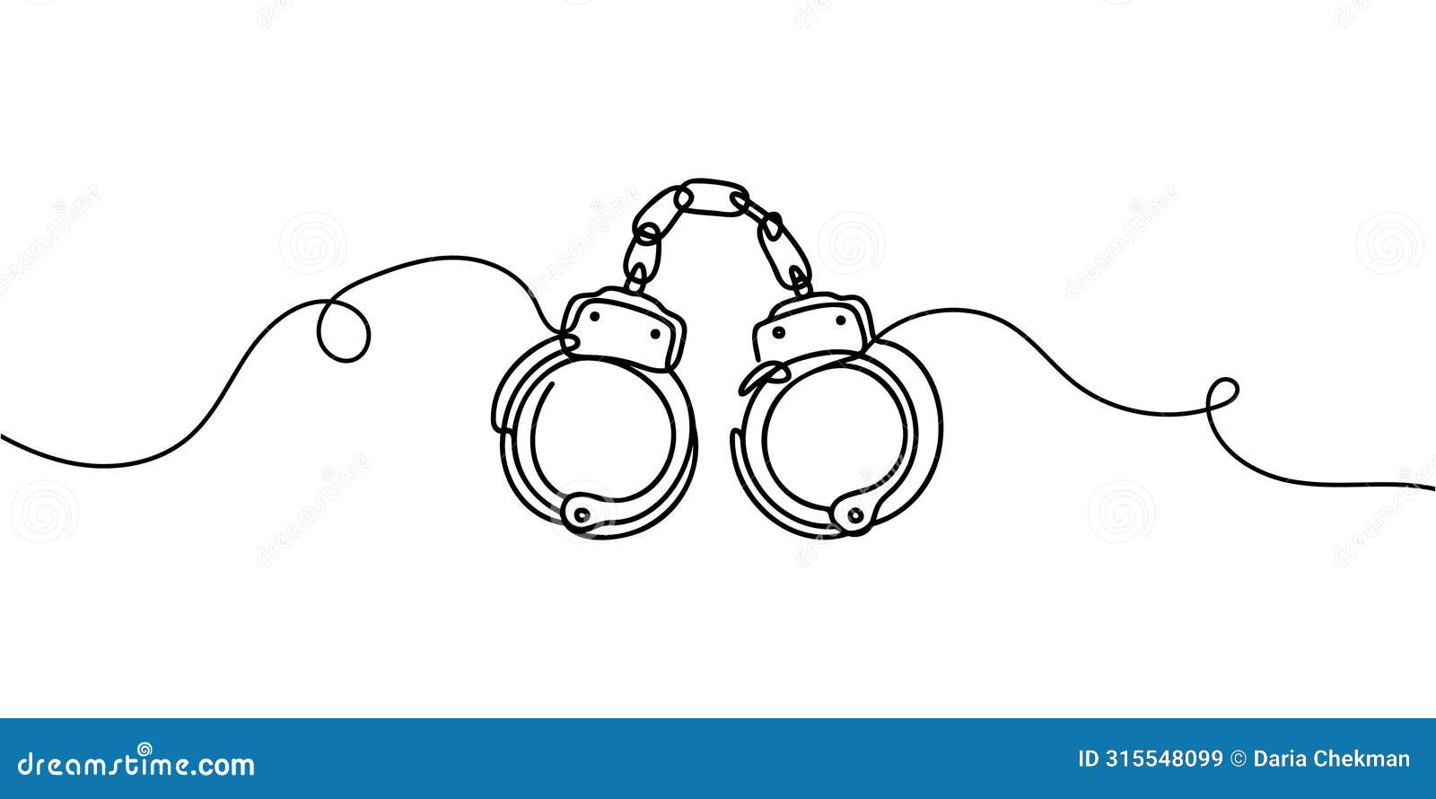 One Line Continuous Drawing Design of Handcuffs Isolated on White ...