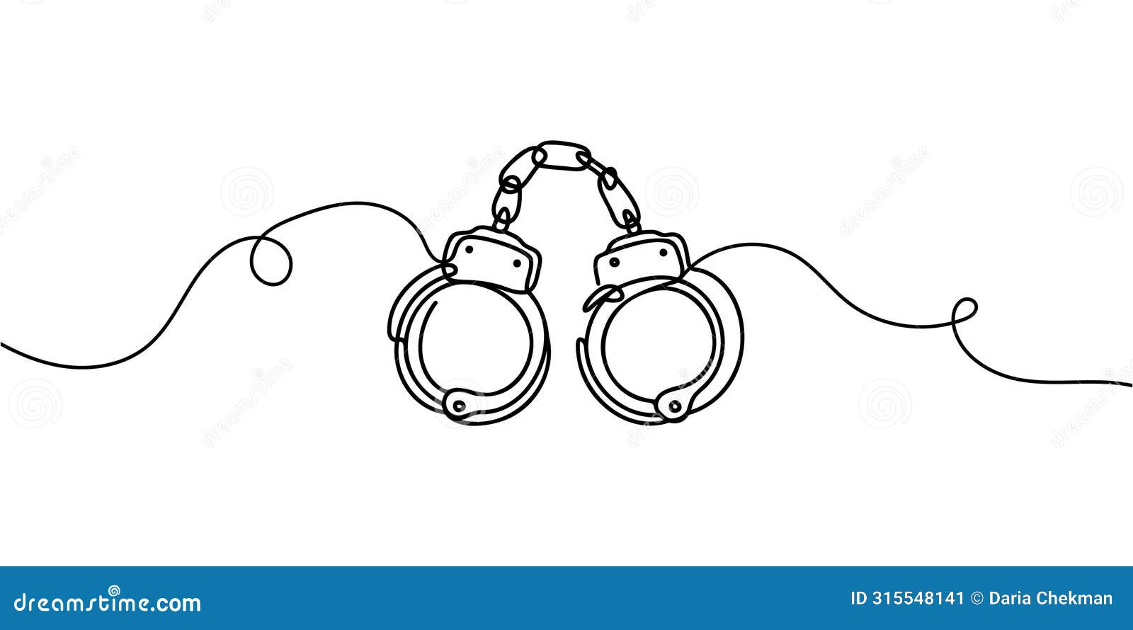 One Line Continuous Drawing Design of Handcuffs Isolated on White ...
