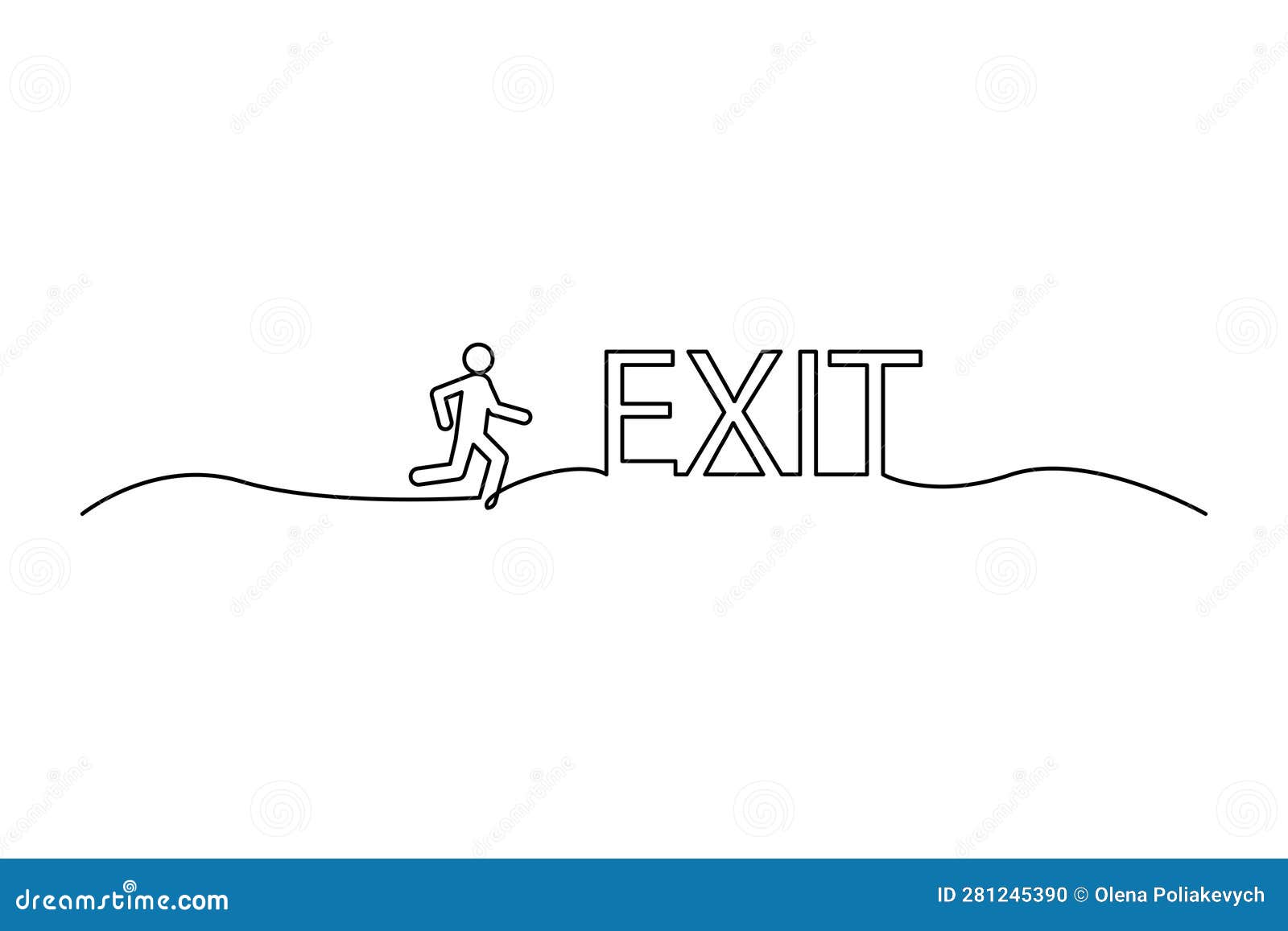 One Line Continuous Drawing Left Exit. Vector Illustration. Stock Image ...