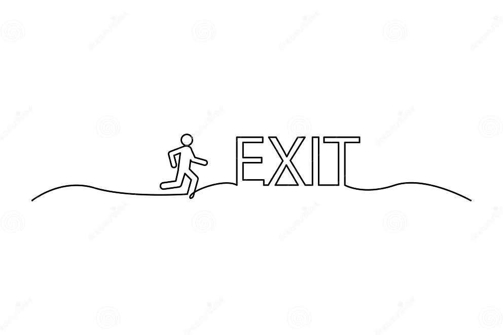 One Line Continuous Drawing Left Exit. Vector Illustration. Stock Image ...