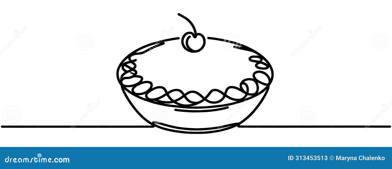 One Line Continuous Pie. Line Art Traditional Pie Outline Stock Vector ...
