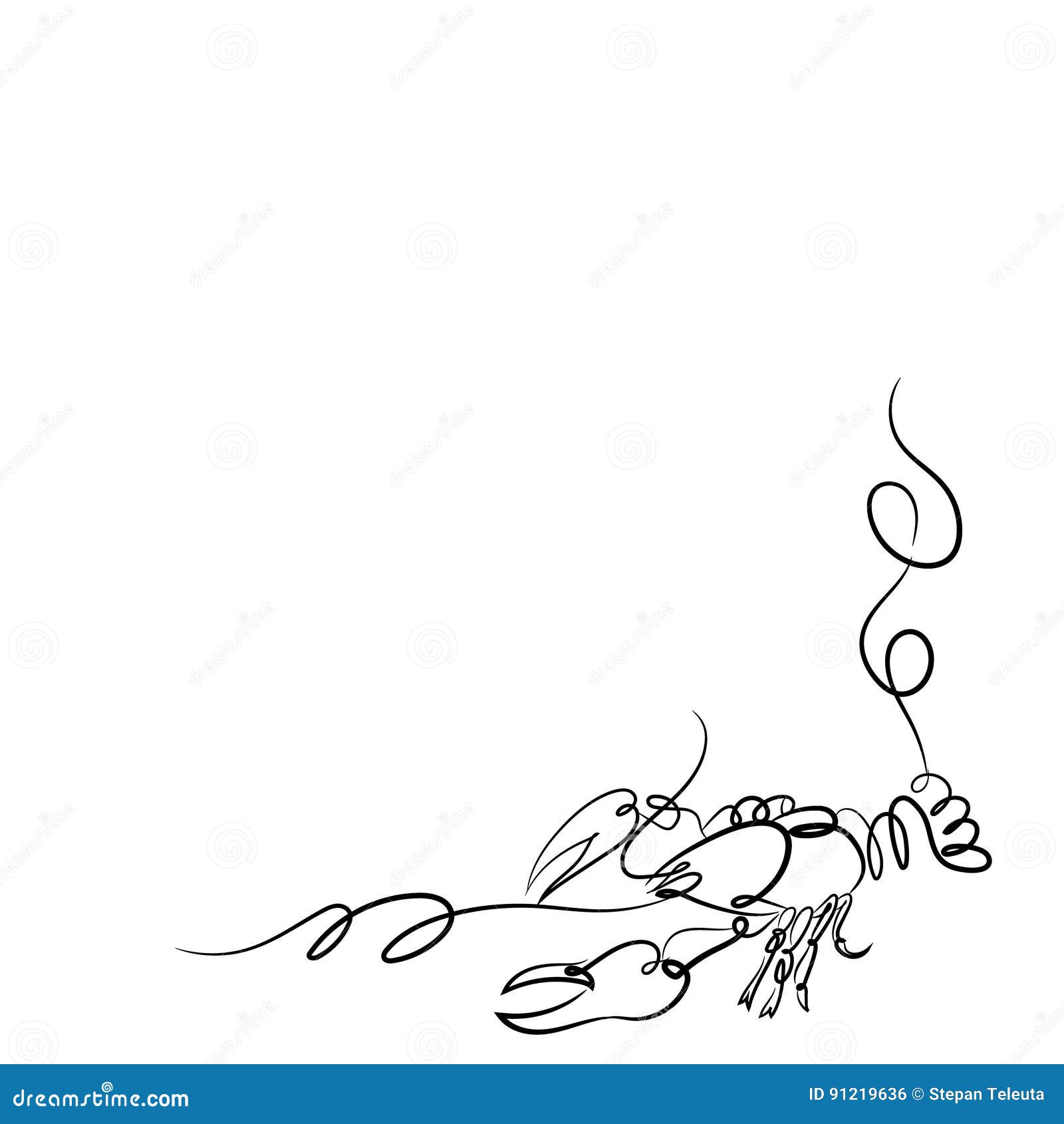 One Line Crayfish Design Silhouette Stock Vector - Illustration of ...