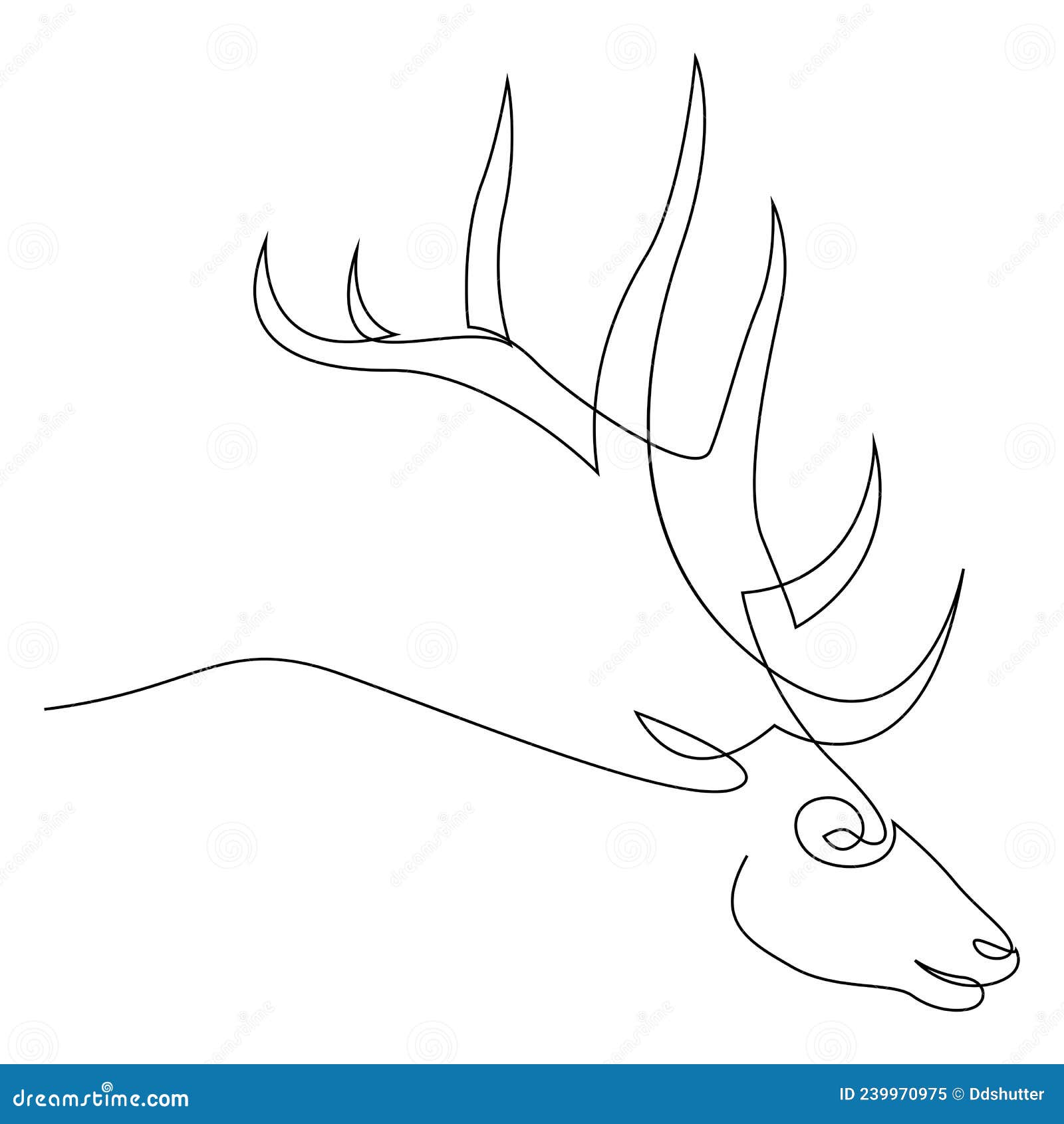 One Line Design Silhouette of Deer. Hand Drawn Single Continuous Line ...