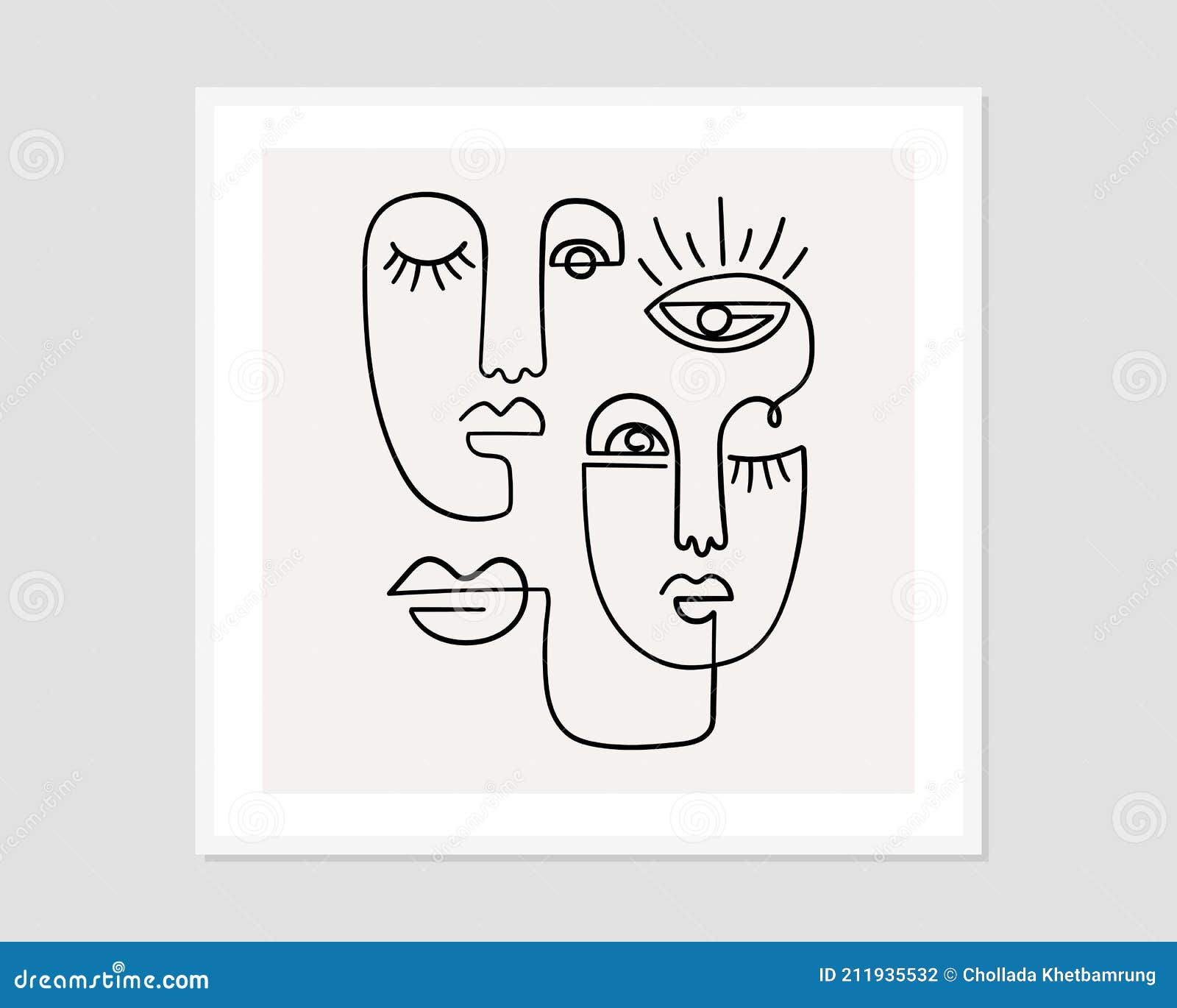 One Line Drawing Abstract Faces. Stock Vector - Illustration of ...