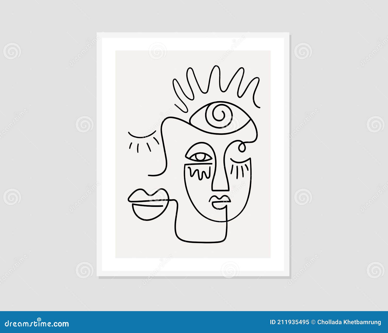 One Line Drawing Abstract Faces. Stock Vector - Illustration of design ...