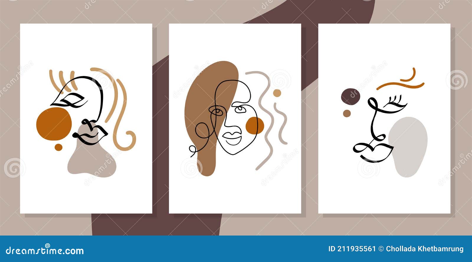 One Line Drawing Abstract Faces. Stock Vector - Illustration of human ...