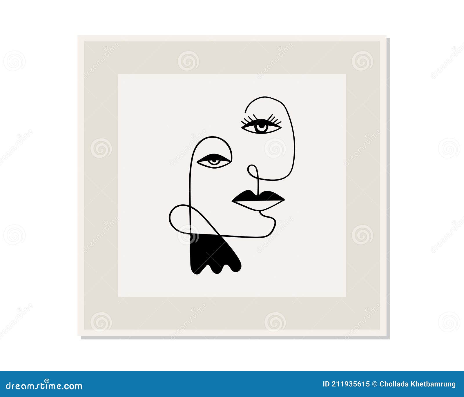 One Line Drawing Abstract Faces. Stock Vector - Illustration of girl ...