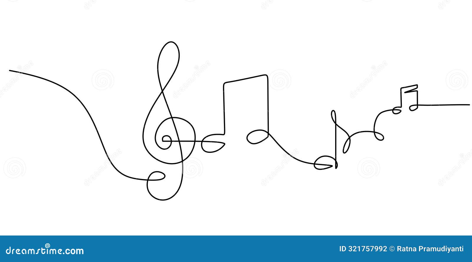 One Line Drawing Abstract Music Note Background. Line Art Hand Drawn ...