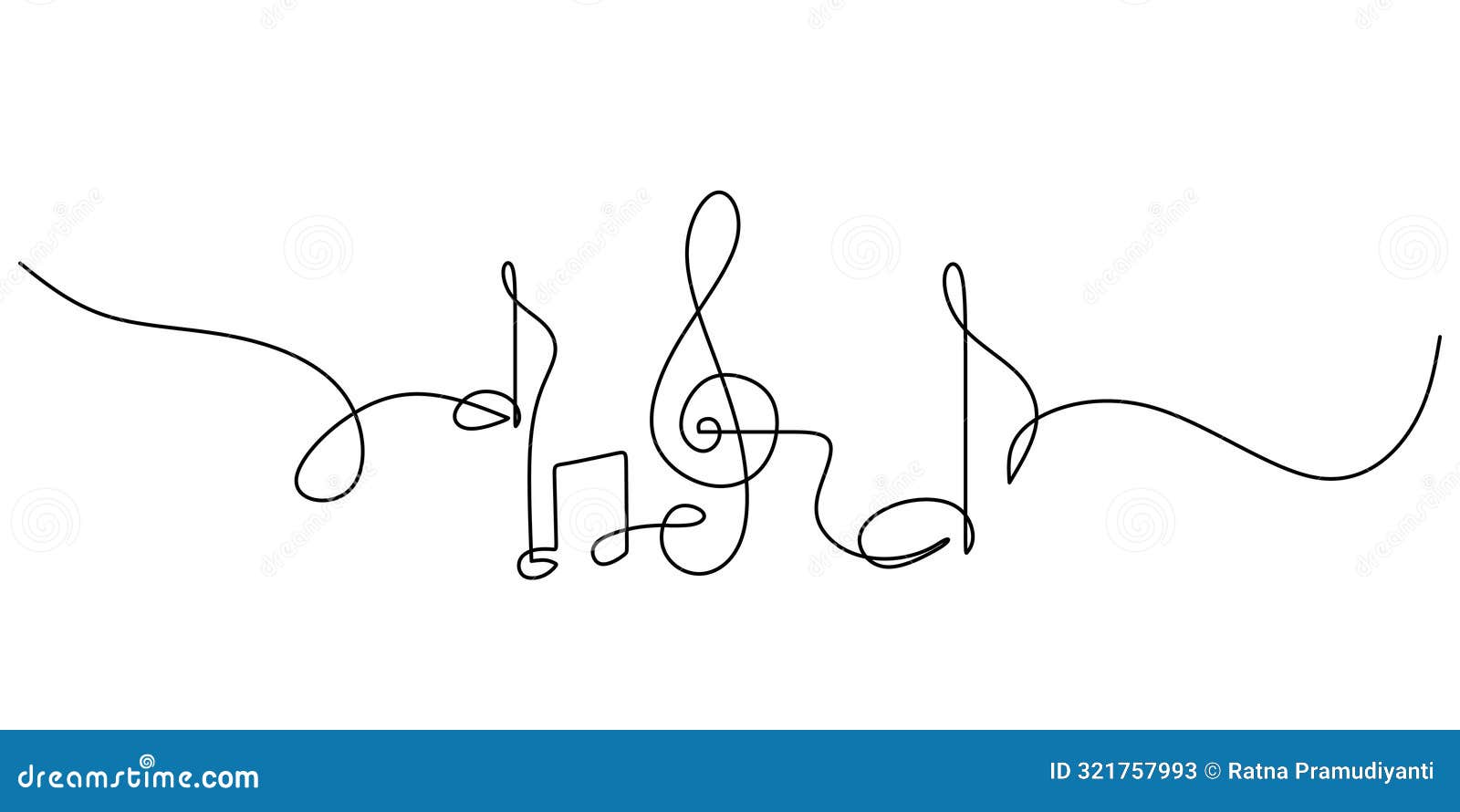 One Line Drawing Abstract Music Note Background. Line Art Hand Drawn ...