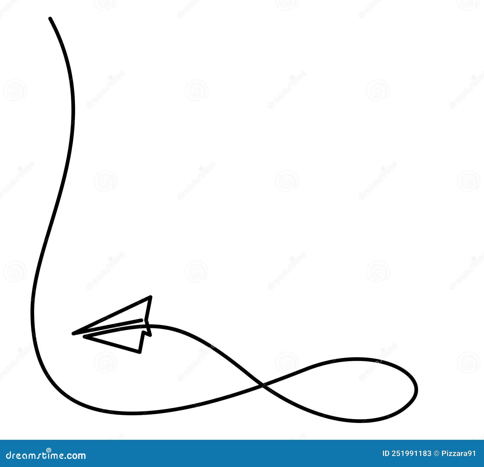 One Line Drawing of Airplane Paper Flying Corner Frame Decoration Stock ...