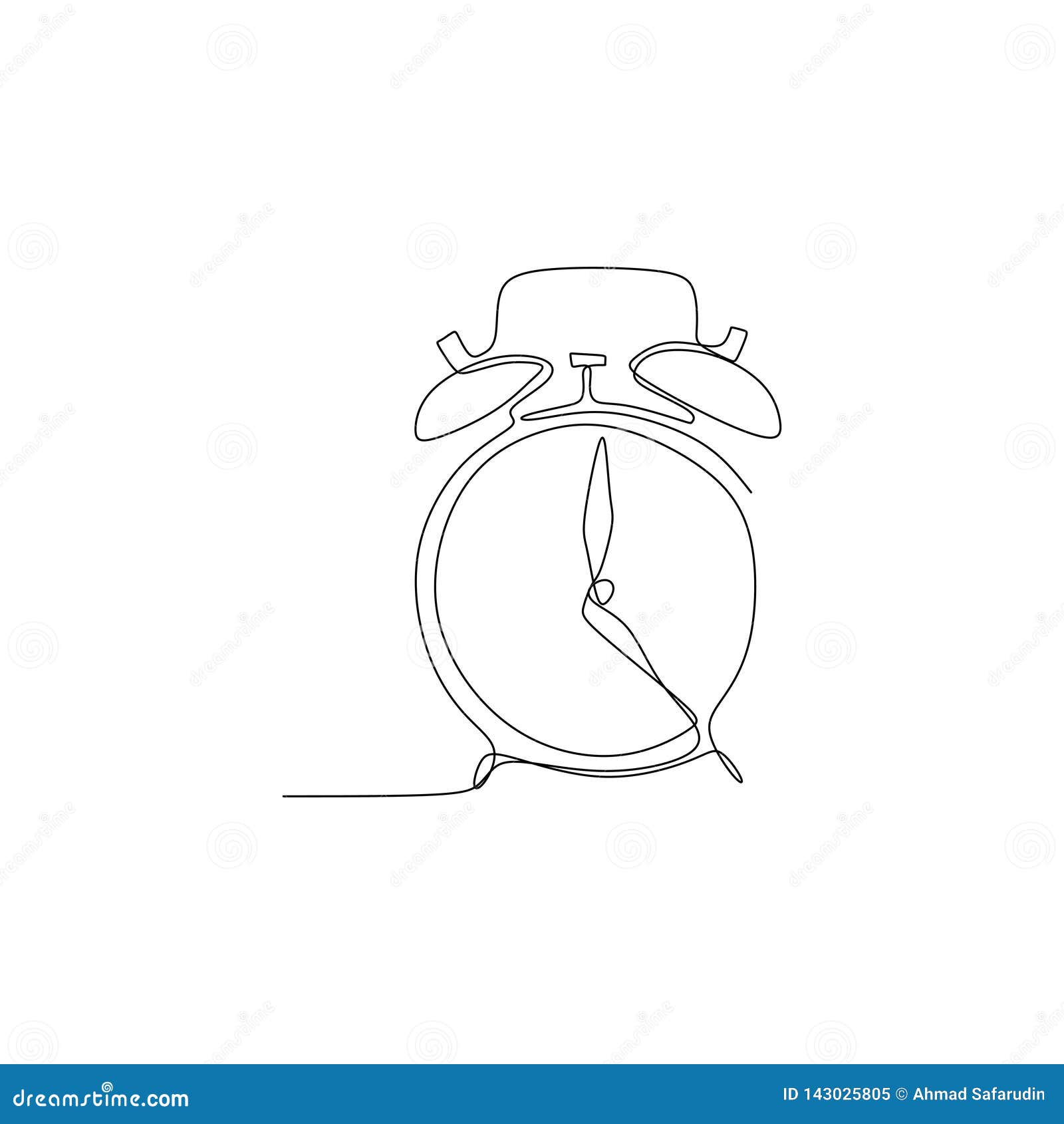 One Line Drawing of the Alarm Clock Stock Vector - Illustration of icon ...