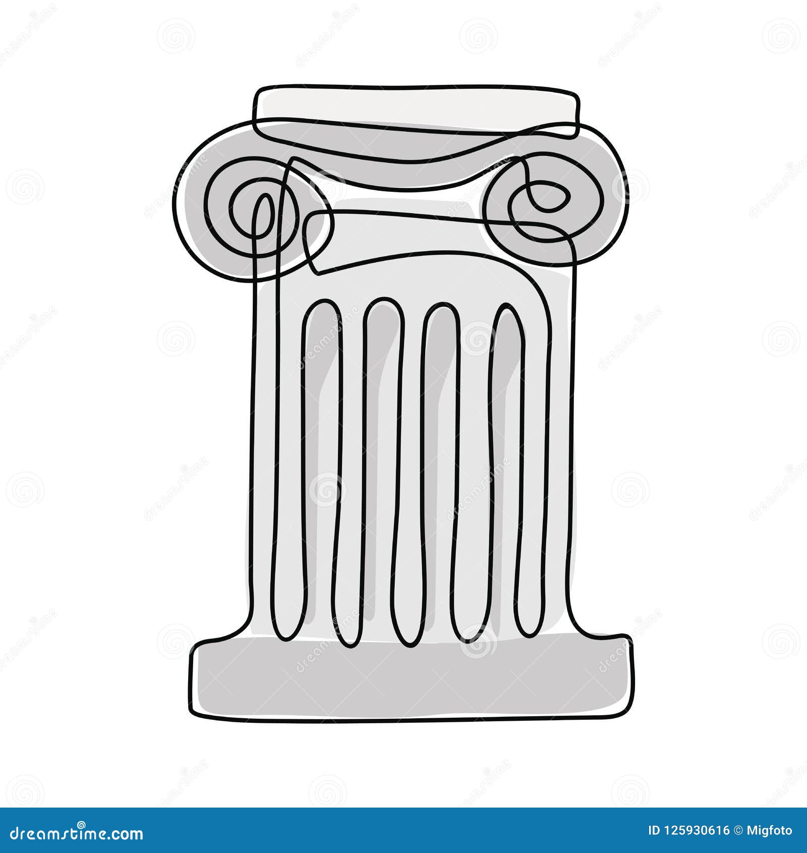 Ancient Greek column. stock vector. Illustration of line - 125930616