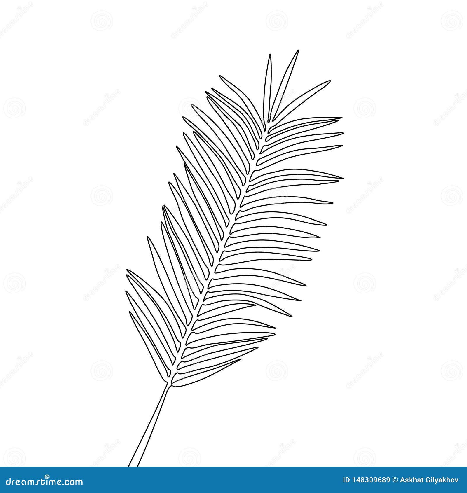 One Line Drawing Areca Palm Leaf. Continuous Line Exotic Tropical Plant ...
