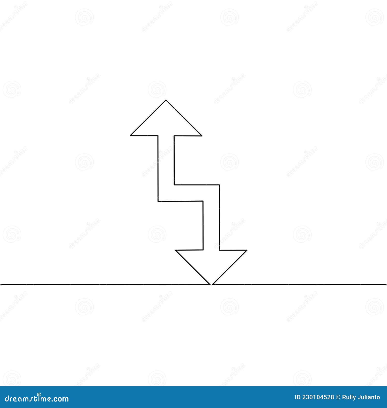 One line drawing of arrow stock vector. Illustration of print - 230104528