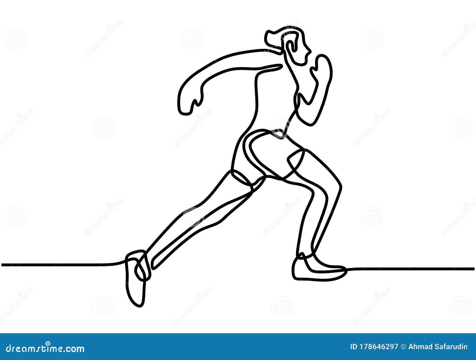 One Line Drawing of Athlete Running Fast. Minimalism Vector ...