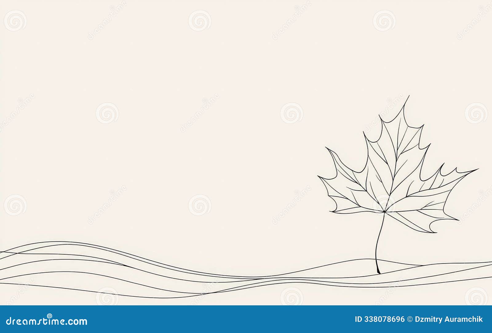 One Line Drawing of an Autumn Background with Leaves Stock Illustration ...