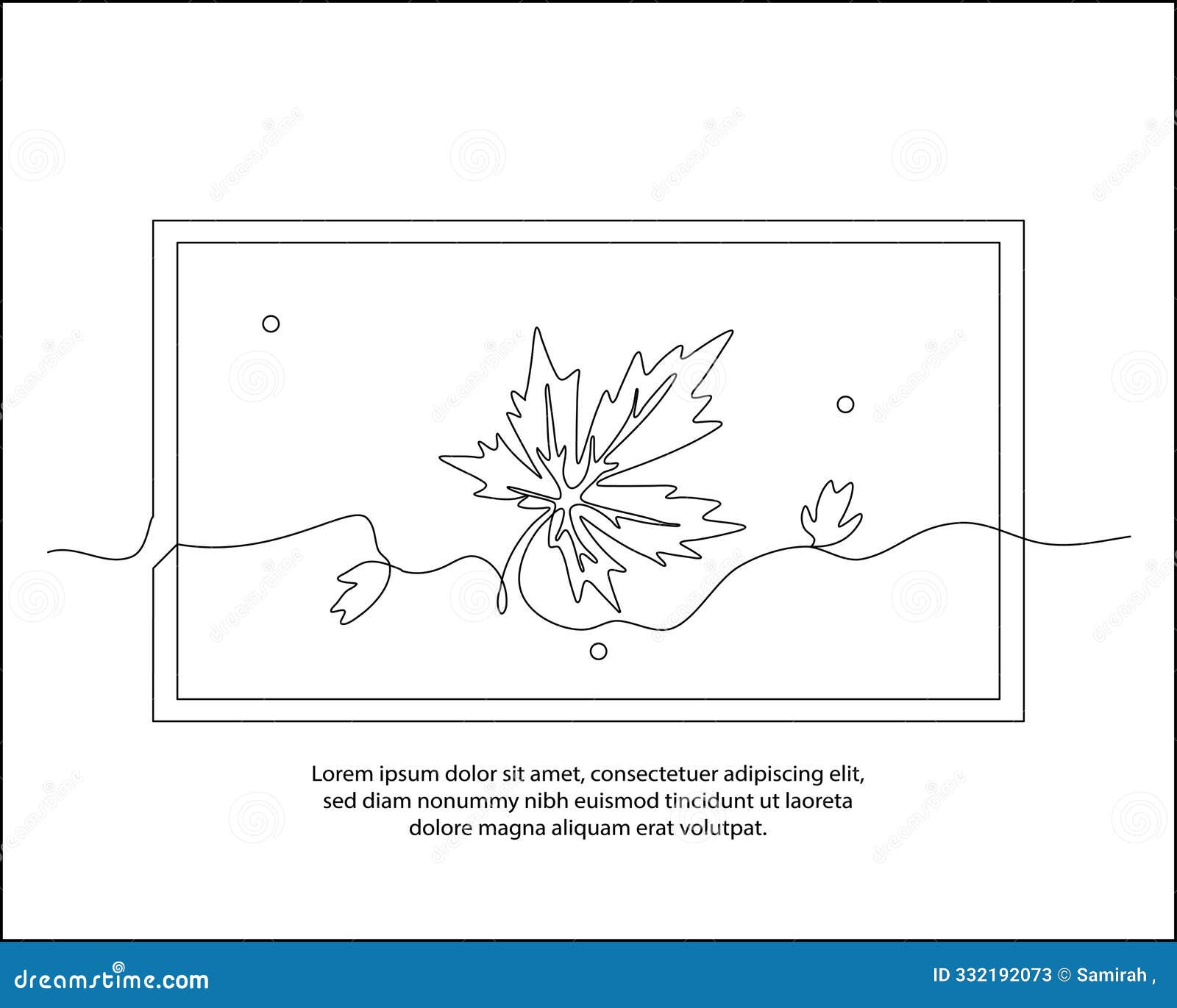 One Line Drawing of a Autumn Leaf Poster with a Beautiful Frame Stock ...