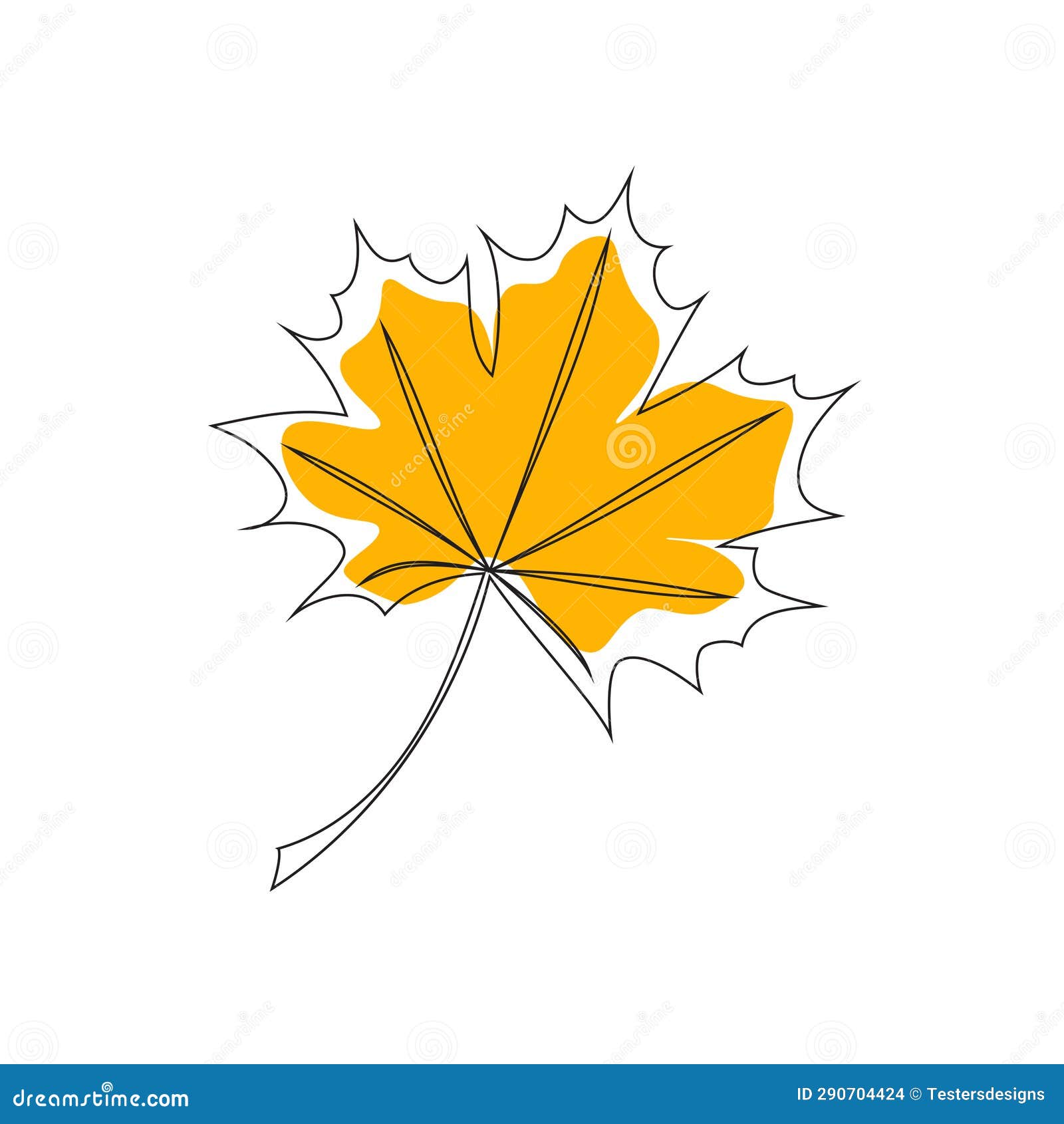 One Line Drawing of Autumn Leaf. Autumn Script Font and Leaves Isolated ...