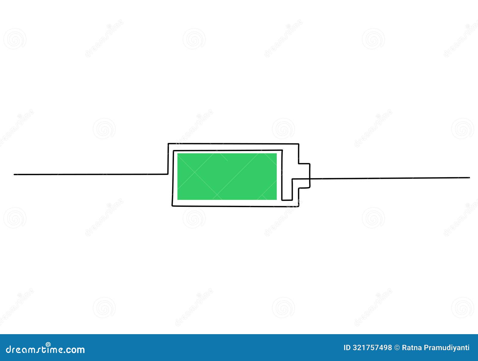 One Line Drawing of Battery Full of Charge. Energy Concept Object ...