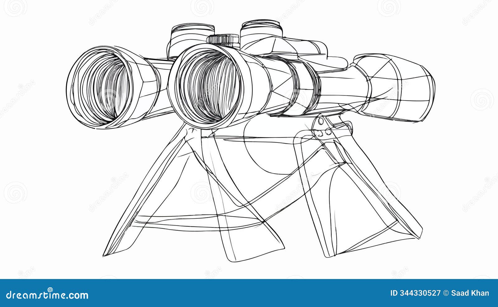 Continuous One Line Drawing of Binocular Stock Illustration ...