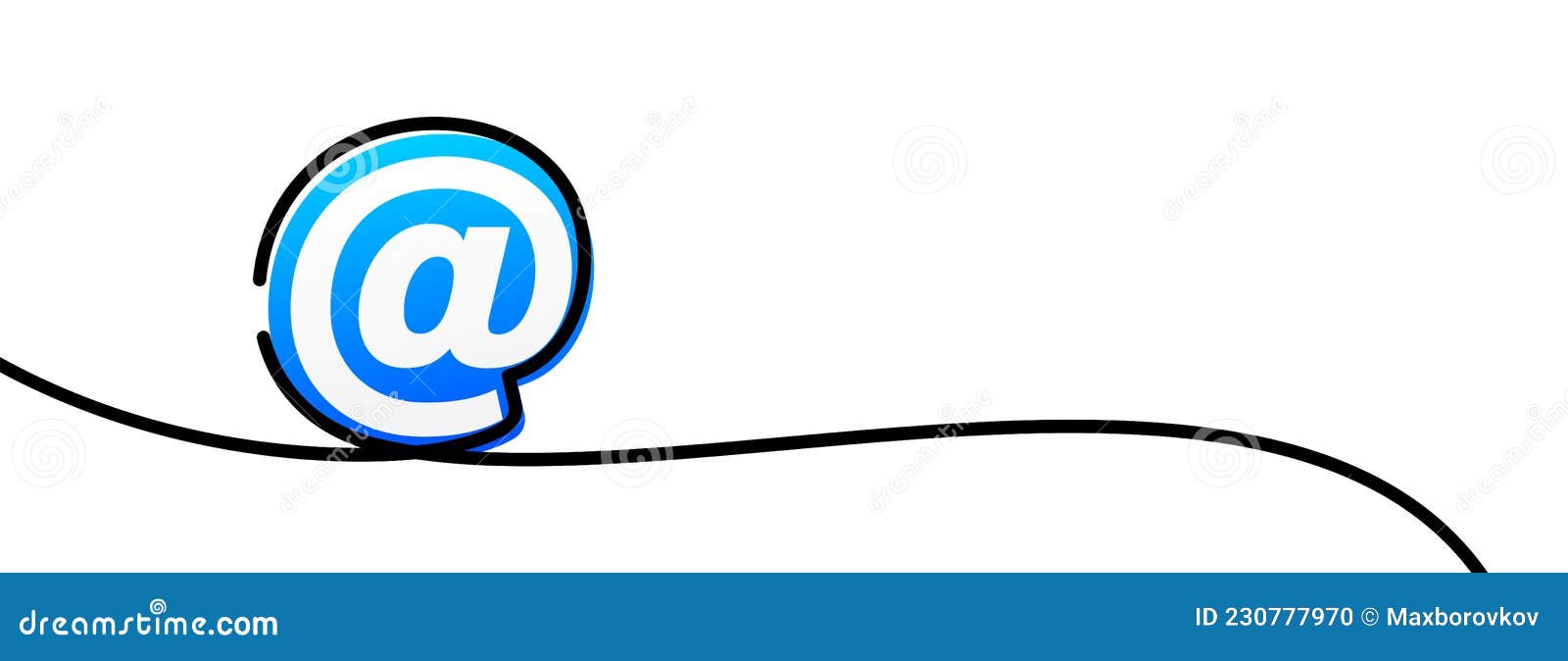 One Line Drawing of Blue Commercial at Sign Stock Vector - Illustration ...