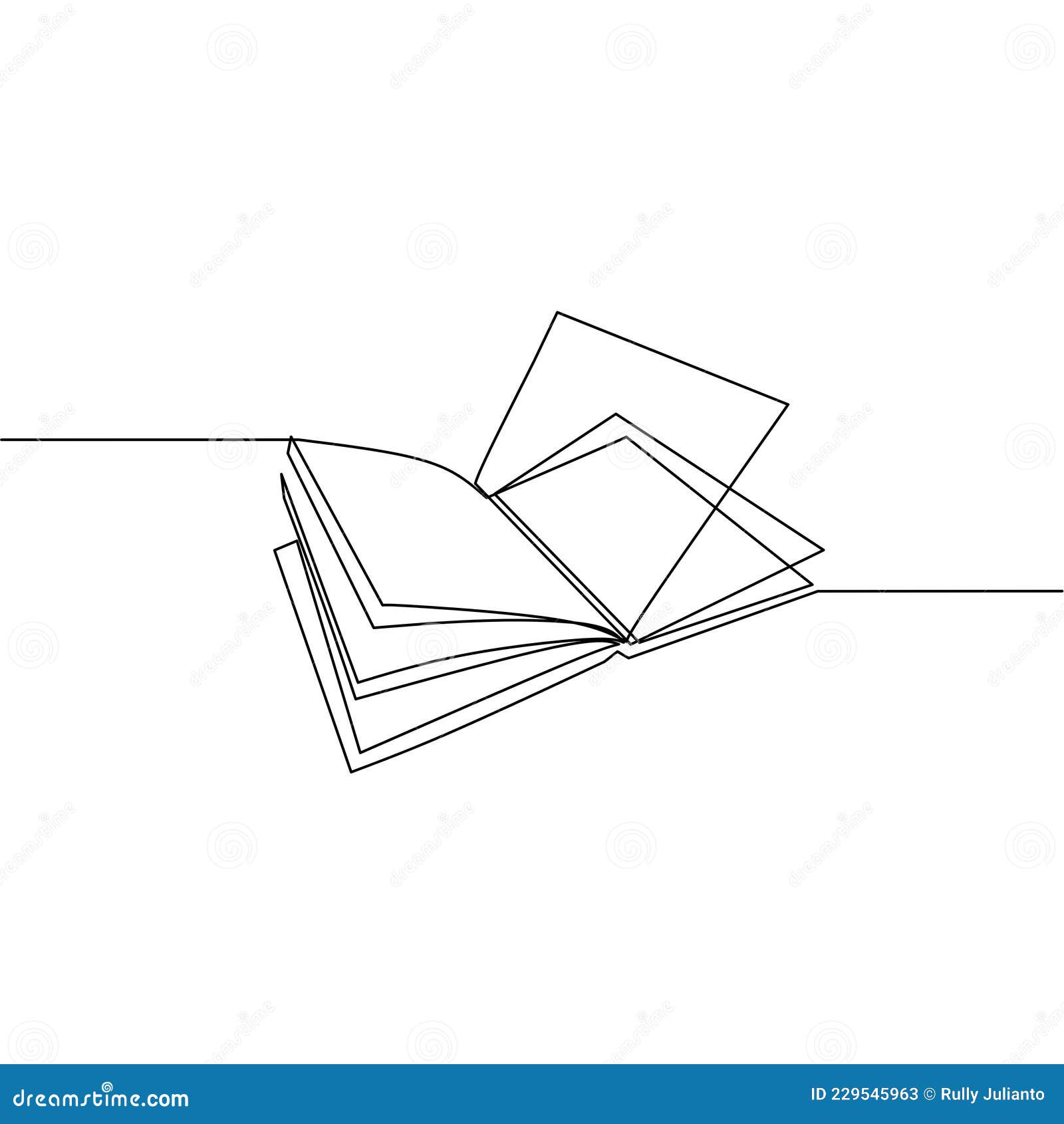 One line drawing of book stock vector. Illustration of graphic - 229545963