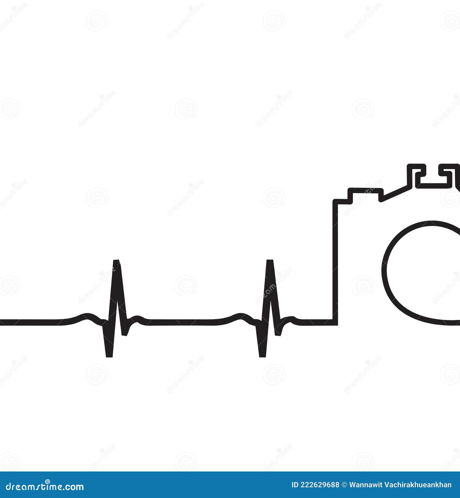 One Line Drawing Camera Heart Beat Stock Vector - Illustration of ...