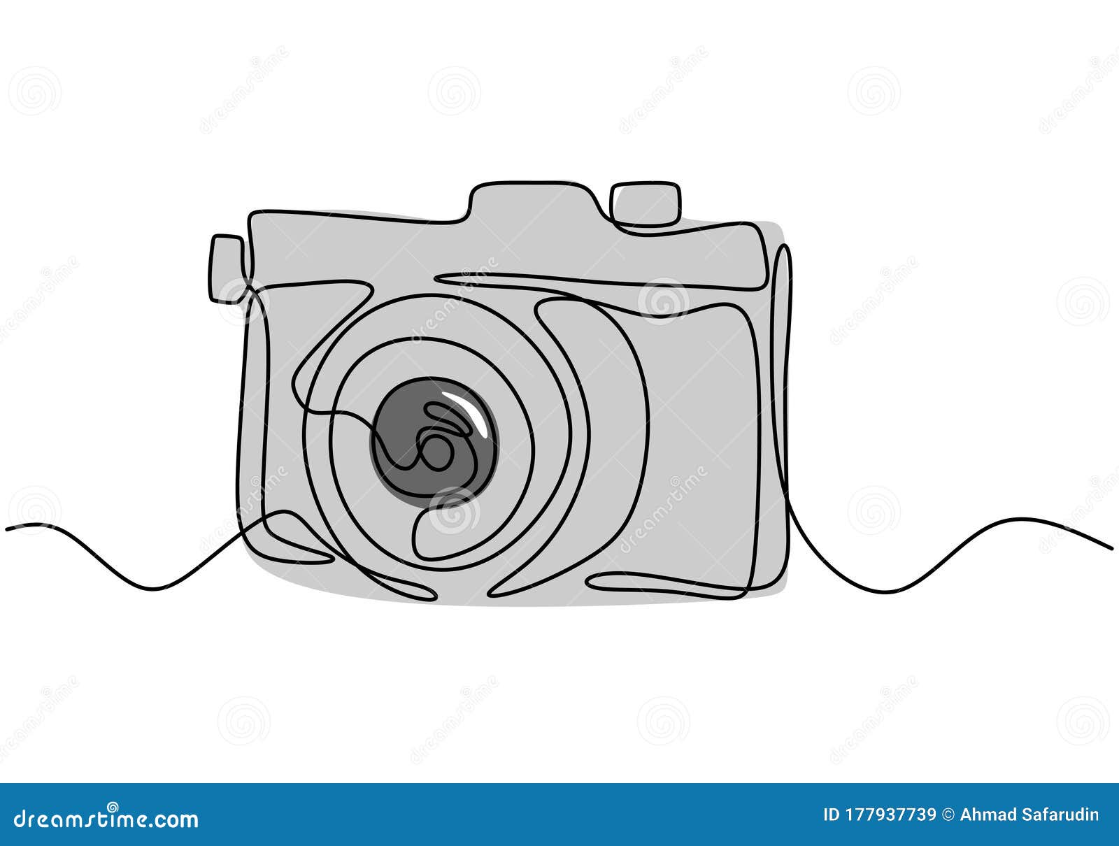 One Line Drawing of Camera Linear Style. Black Image Isolated on White ...