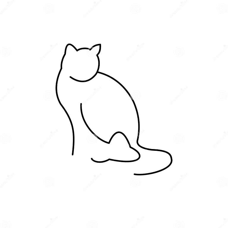 One Line Drawing Cat Sitting Vector Illustration Stock Illustration ...