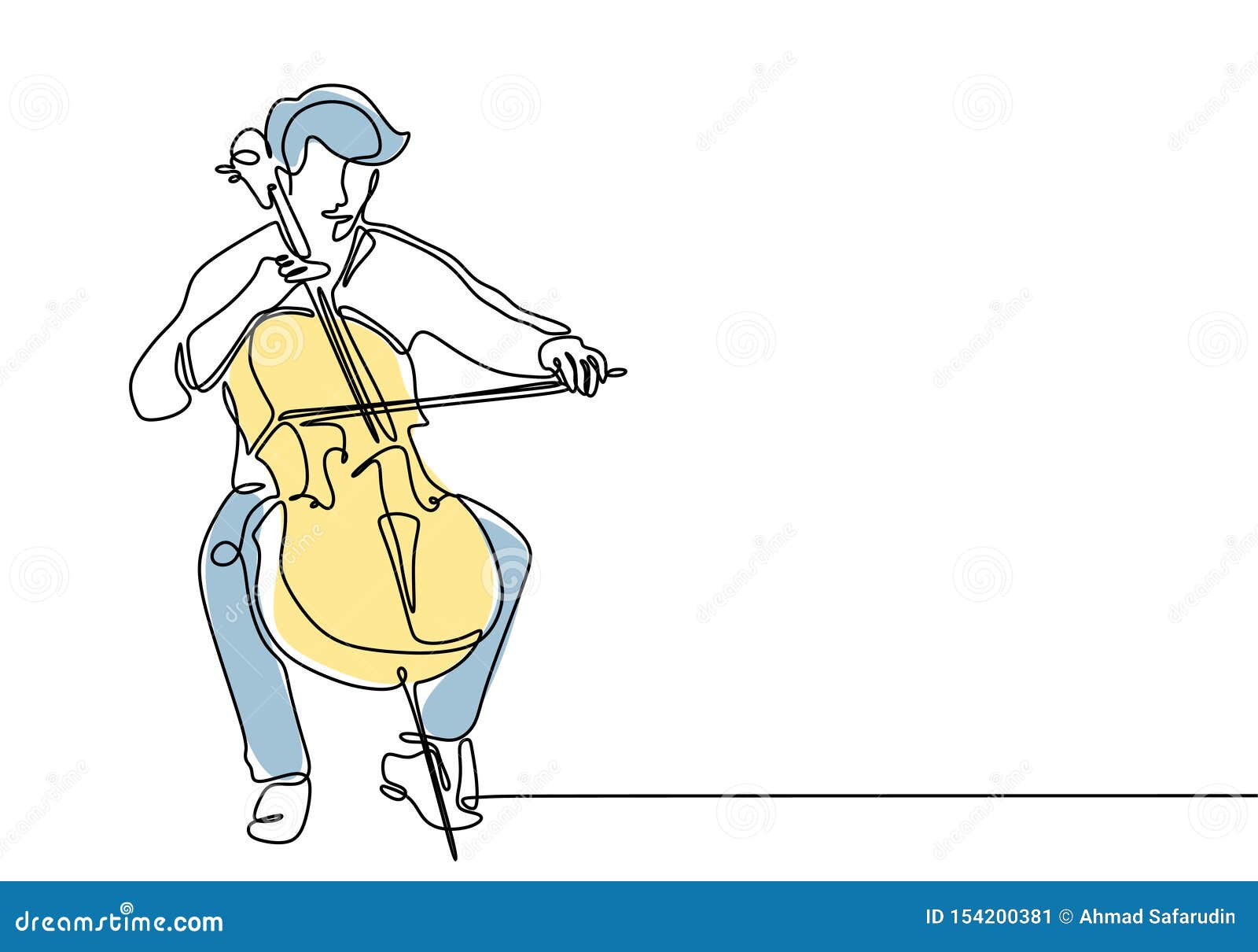 Cello Music Player Continuous One Line Drawing Minimalist, Vector Of A ...