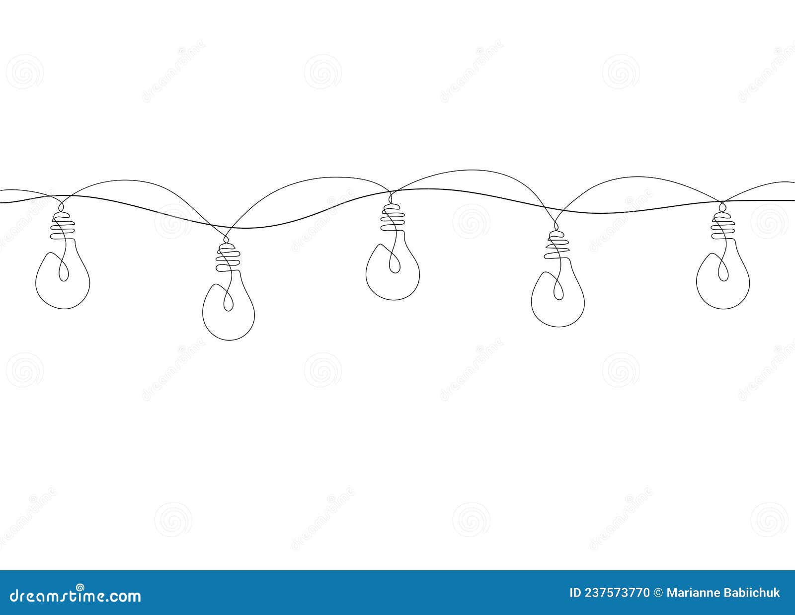One Line Drawing of a Christmas Garland with Light Bulbs Stock Vector ...