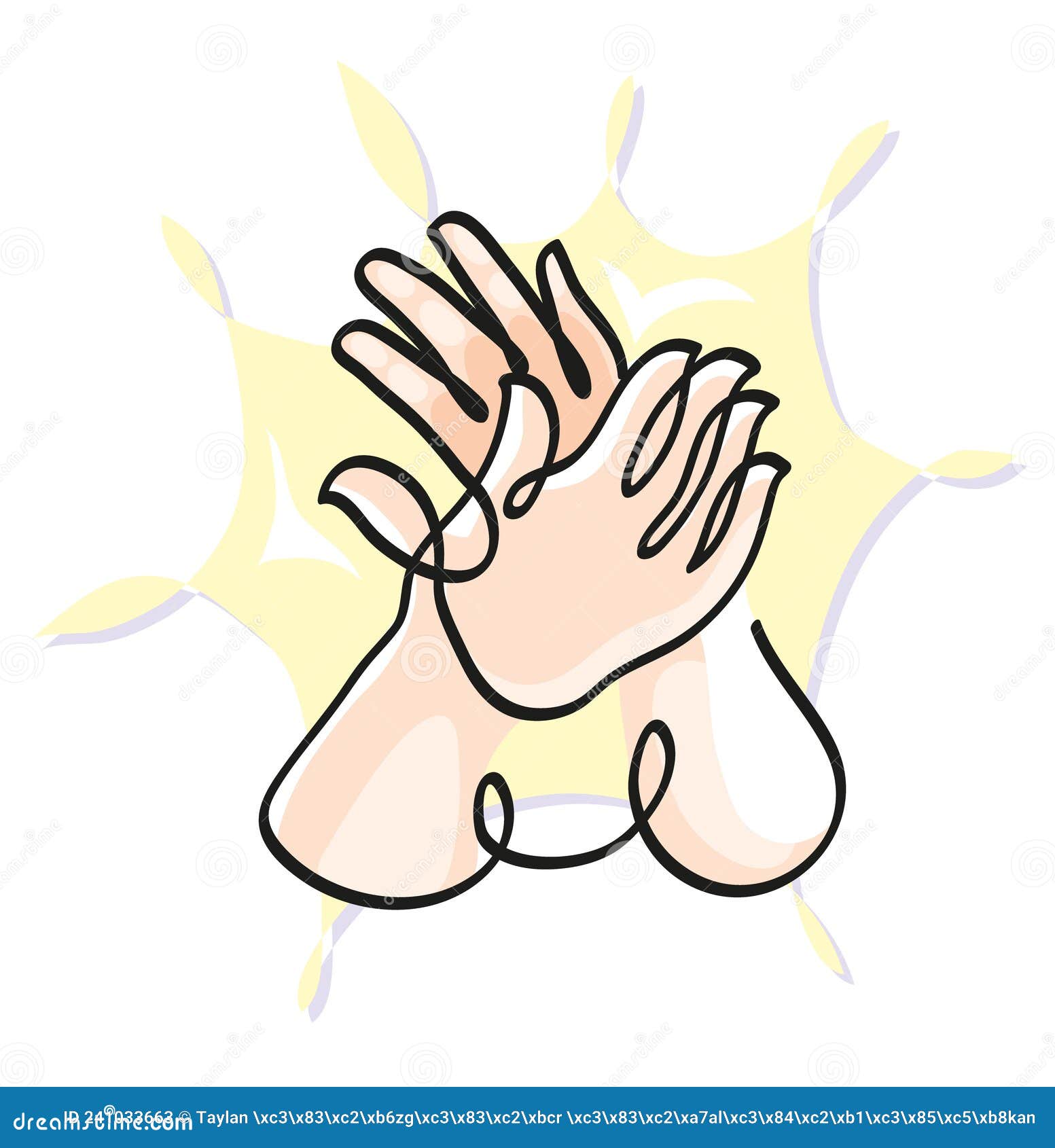 One Line Drawing of Clapping Hands Stock Illustration - Illustration of ...