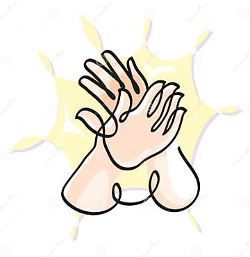 One Line Drawing of Clapping Hands Stock Illustration - Illustration of ...