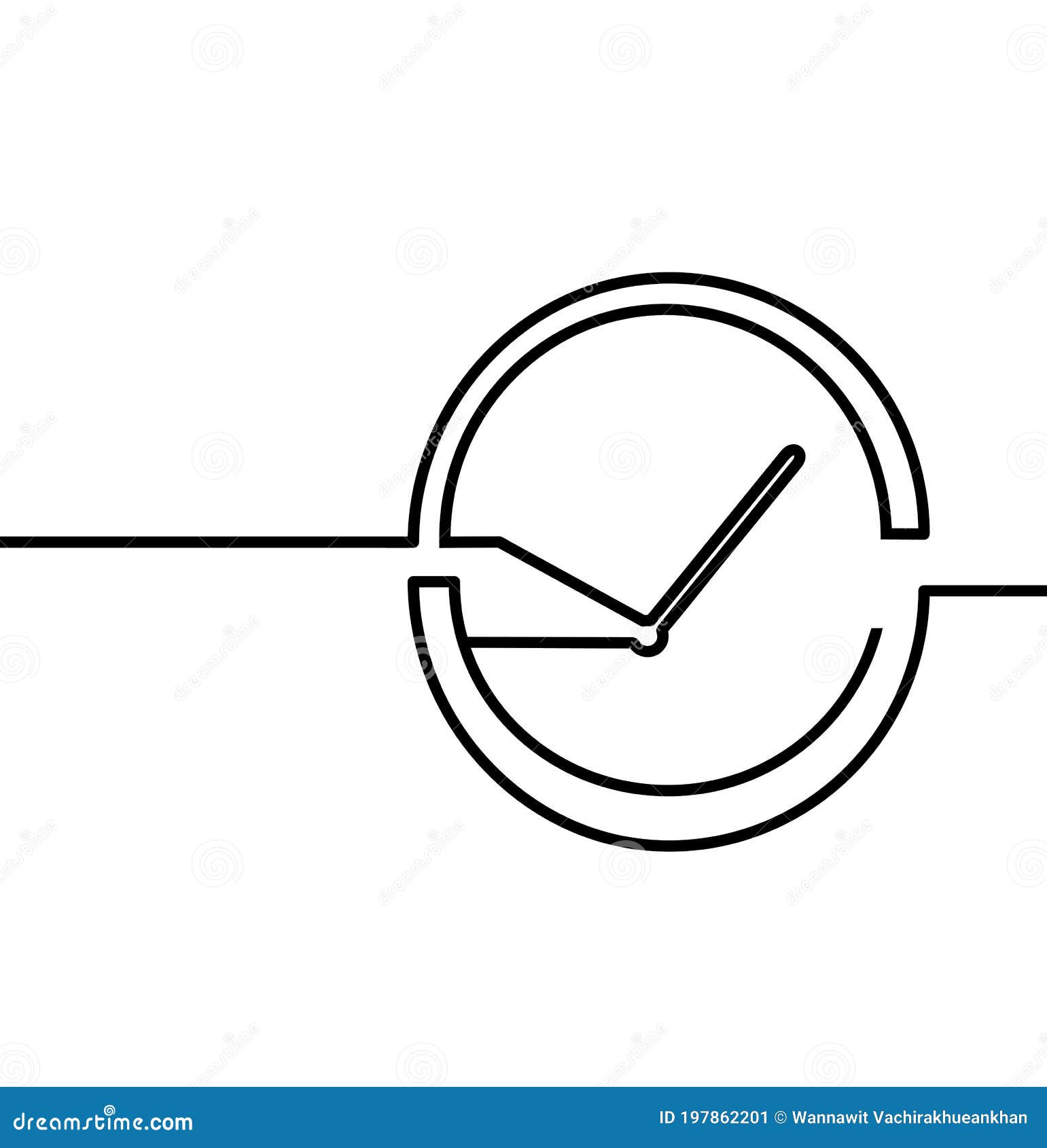 One Line Drawing of Clock Vector Stock Vector - Illustration of ...