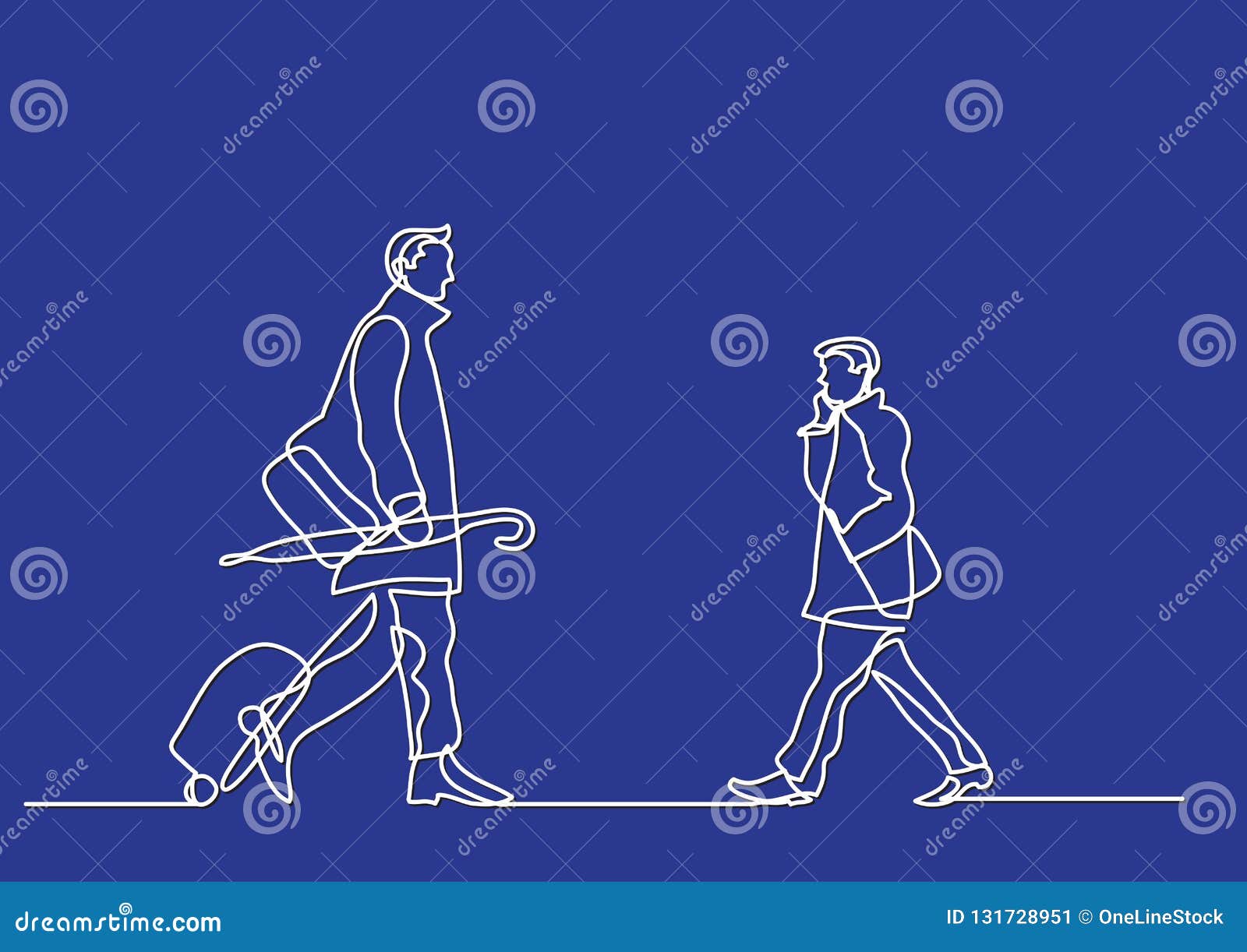 One Line Drawing of Commuters Passing by Stock Vector - Illustration of ...