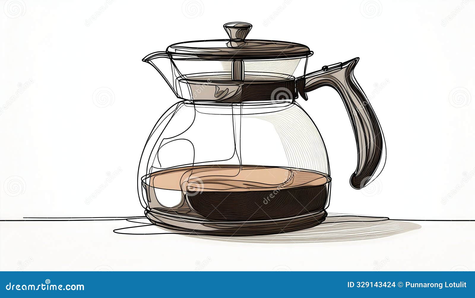 One Line Drawing and Continue for Coffee Percolator on Digital Art ...