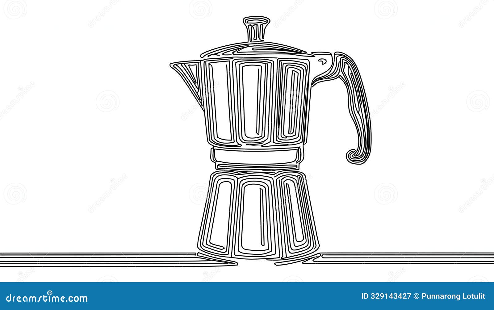 One Line Drawing and Continue for Coffee Percolator on Digital Art ...